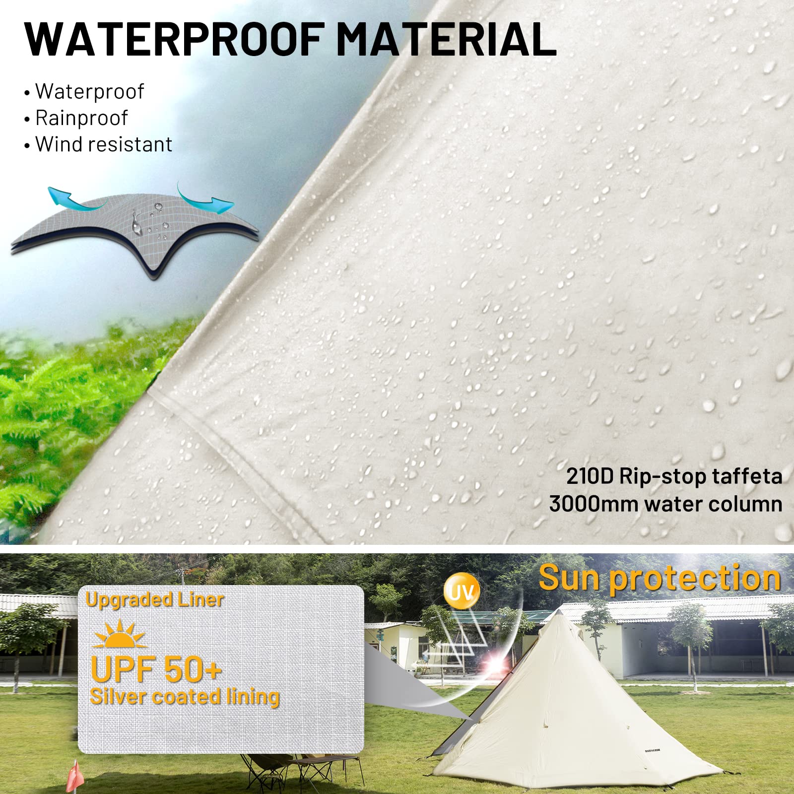 MIER Hot Tents with Stove Jack for 4-6 Person, White