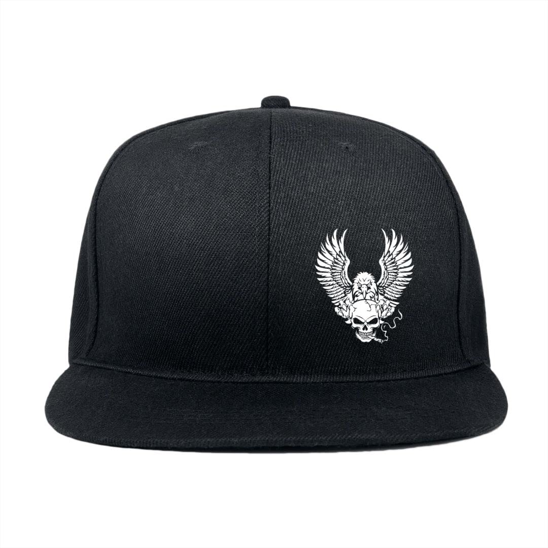 Negi Bald Eagle and Skeleton Item Black Trucker Hats for Men Snapback Hat, Old School Style Mens Hats Snapback Eagles Hat, Classic Skull Hats for Men Women Cap