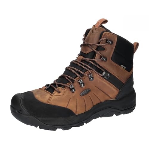 KEEN Men's Revel 4 Mid Height Polar Insulated Waterproof Snow Boots, Dark Earth/Caramel Cafe, 9.5