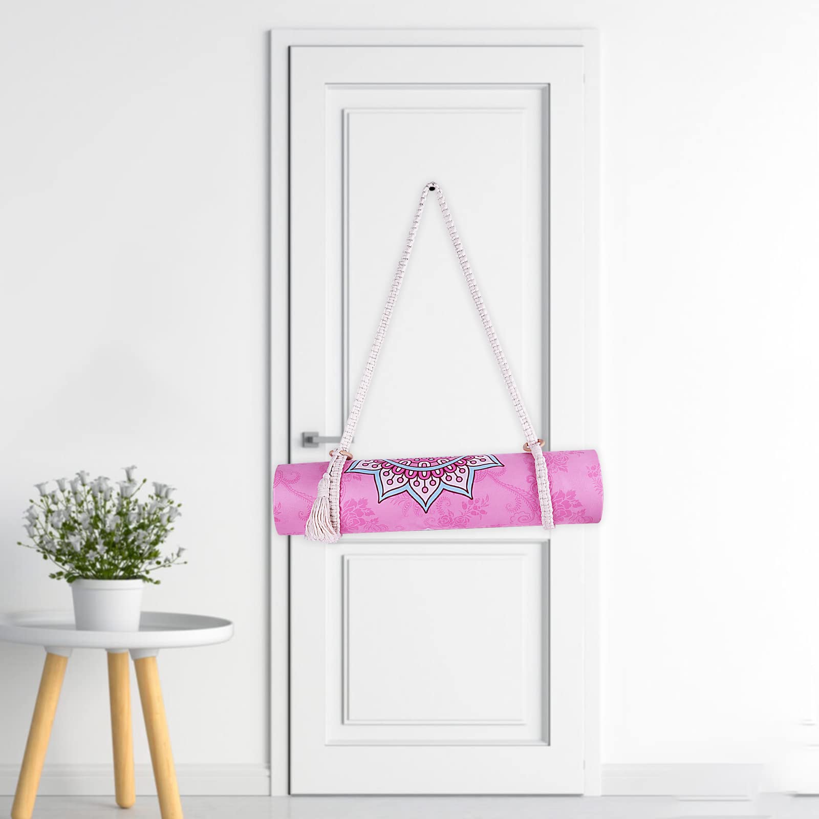 LAKETANEY Boho Yoga Mat Strap,Adjustable Yoga Mat Carrying Strap,Tassel Crossbody Yoga Mat,Suits All Mat Sizes. 83inch White YJD895210F2