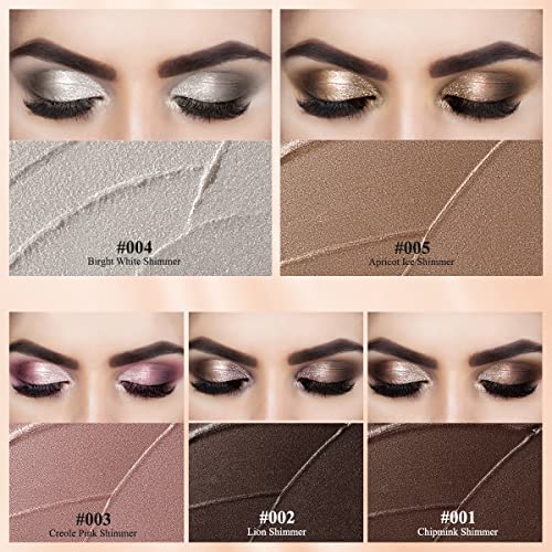LUXAZA 5Pcs Liquid Eyeshadow Set,Shimmer & Metallic Glitter Eyeshadow,Highly Pigmented Long Lasting Liquid Shadow Eye Makeup,5 Colors Quick-Drying Sparkling Eye Shadow Makeup Set