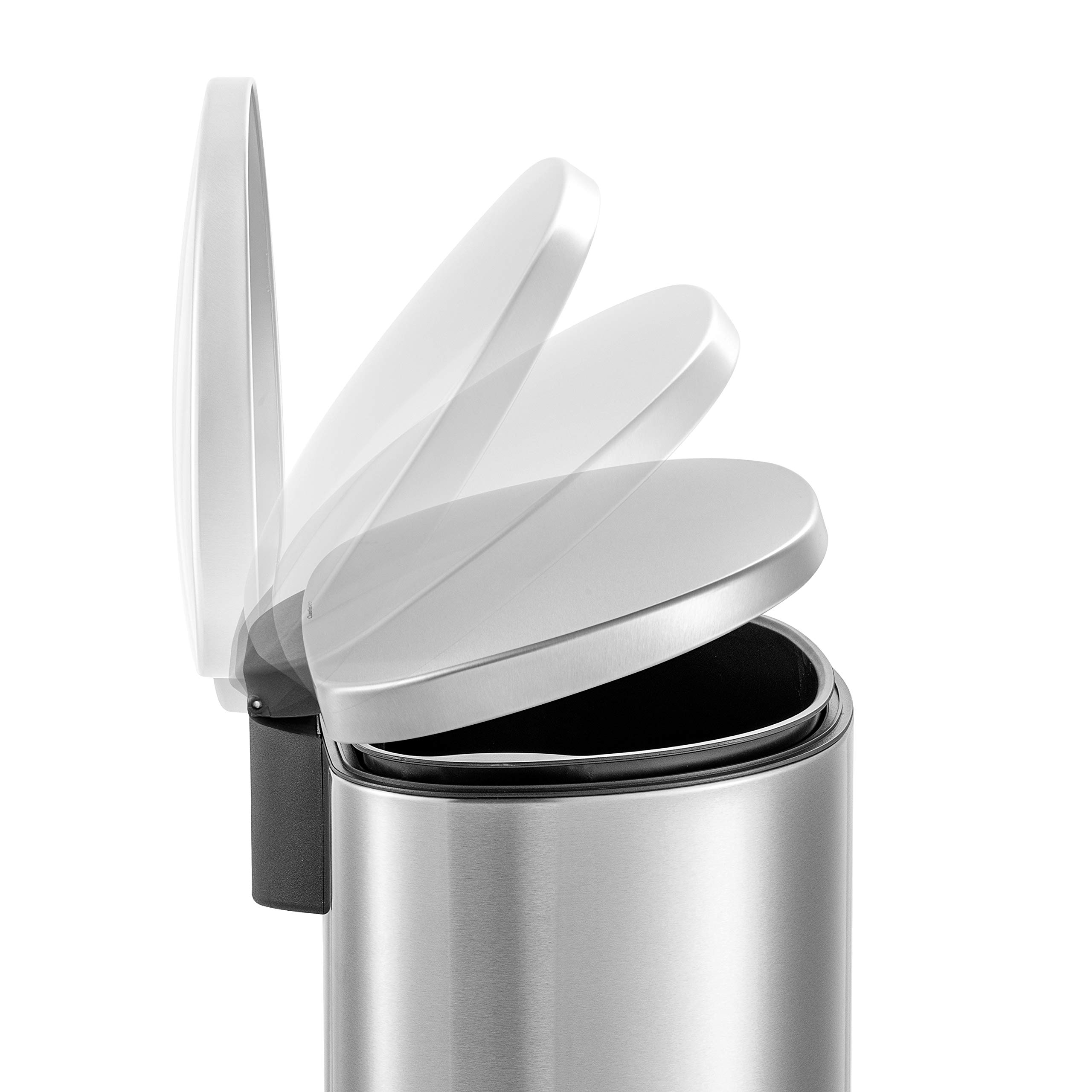 QUALIAZERO 50L Stainless Steel Step-On Trashcan with Soft Close Lid, Hands-Free Operation, Ideal for Kitchens, Offices & Commercial Spaces, D Shape