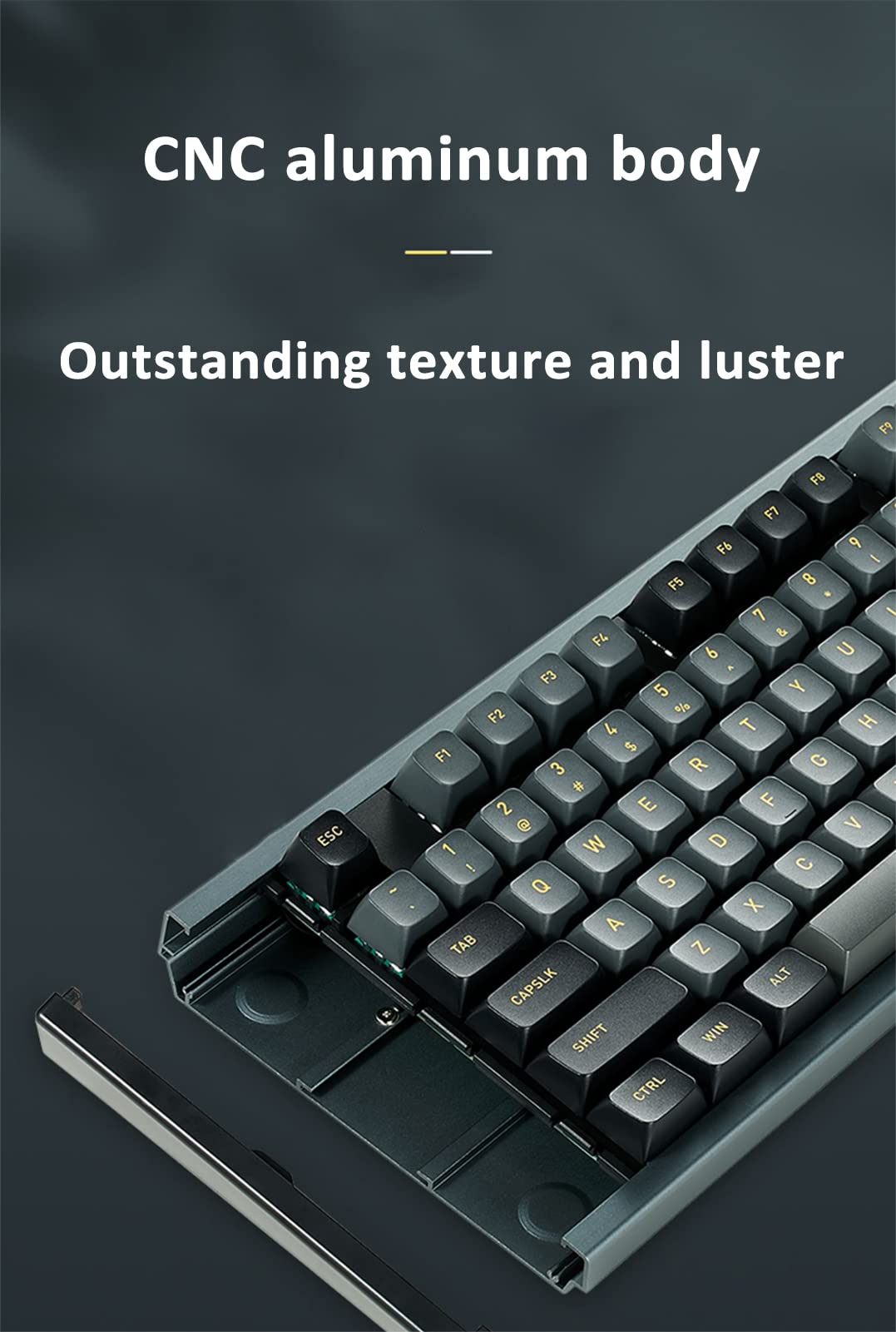 PLRG CNC Aluminum Mechanical Keyboard, 87 Key PBT Keycap Wired RGB Hotswap Anti-ghosting Ergonomic Gaming Keyboard Green Switch