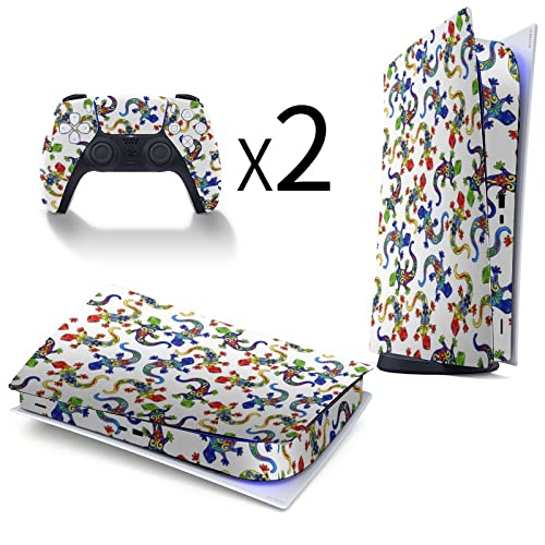Mexican Lizards Full Protective Skin Cover Design Wrap Decal Sticker Compatible with PS5 Digital Edition Console and Controller