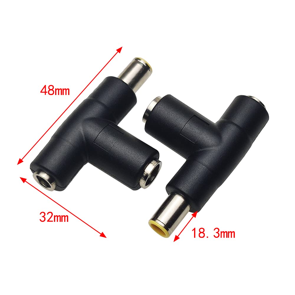 JINKAIMING DC 8mm Power Adapter 90 Degree Angle Y Splitter Converter DC 7909 Female to Male to DC 5521 Female Branch Connector for Solar Panel Generator Portable Power Station 2PCS
