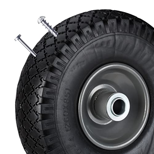 Relaxdays 10026069_957 2 x Hand Truck Tyre, Non-Flat Solid Rubber Wheels, 3.00-4β, 20mm Axle, 150 kg, 260 x 85 mm, Black-Grey