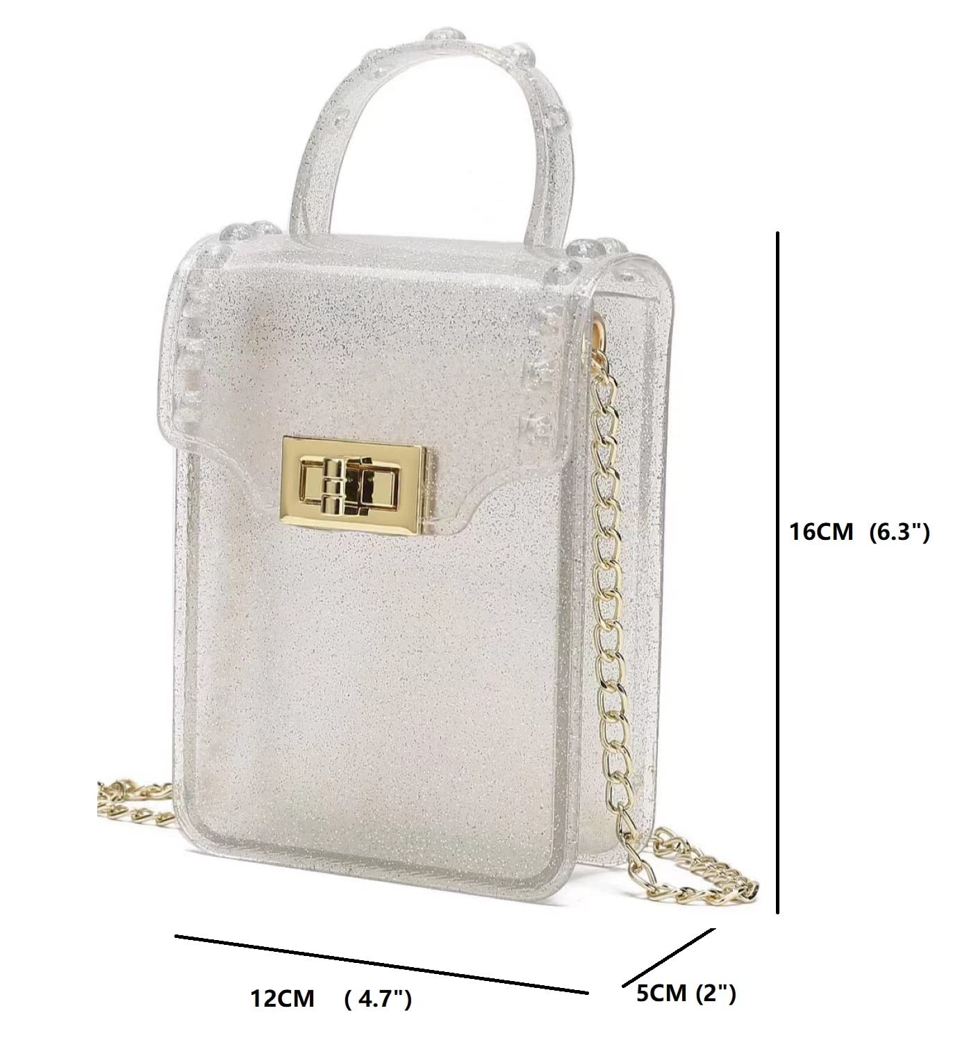 MIFORINES Jelly Crossbody Cell Phone wallets Shoulder Purses Handbag for Women (Silver)