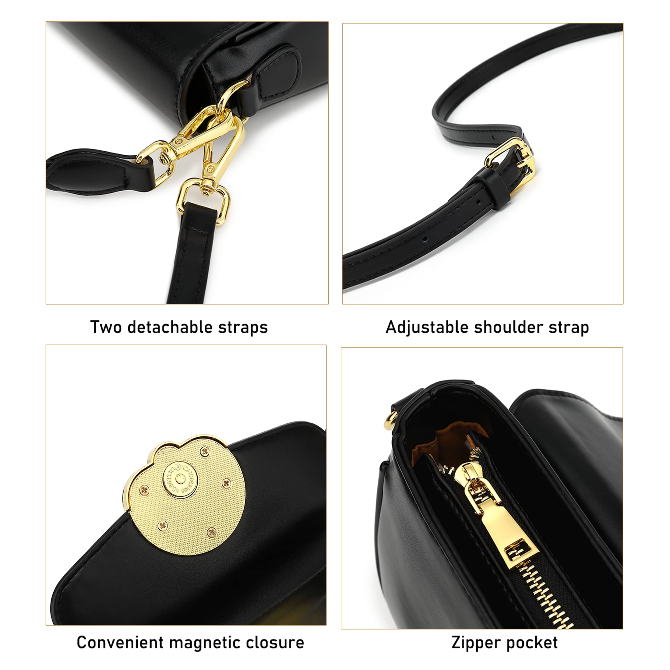 LL LOPPOP Small Stylish Designer Purses Crossbody Bags, Mini Shoulder and Evening Bag for Women with Wide Strap 204101 Black