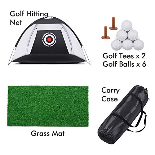 Kids Golf Net Golf Training Aids Practice Net with Target Bundles for Backyard Swing Hitting Chipping,with Grass Mat, Golf Tees,6Pcs Golf Balls and Carry Case Indoor Outdoor Sports