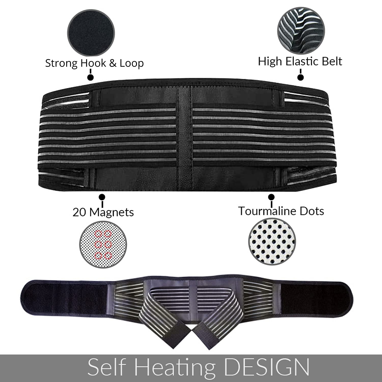 Leetye Mei Support Belt for Back Pain, Back Support Belt With 20 Magnets, Adjustable Support Straps, Lower Back Brace, Relief for Back Pain, Herniated Disc, Scoliosis