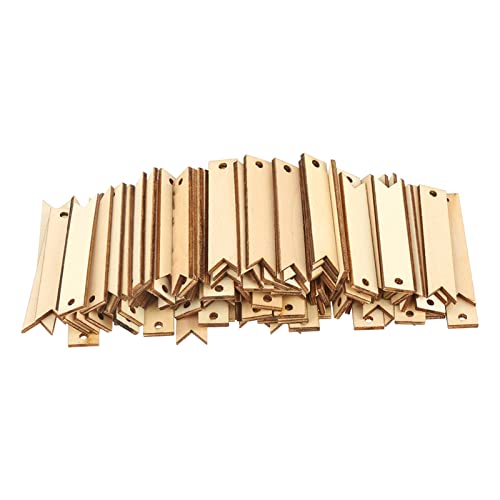 POCREATION 100Pcs Wooden Card, Nature Color Wooden Tags Crafts Decoration Accessories for Wall Wedding Party Room DIY Ceiling, Door Frame, Baby Bed, Fence