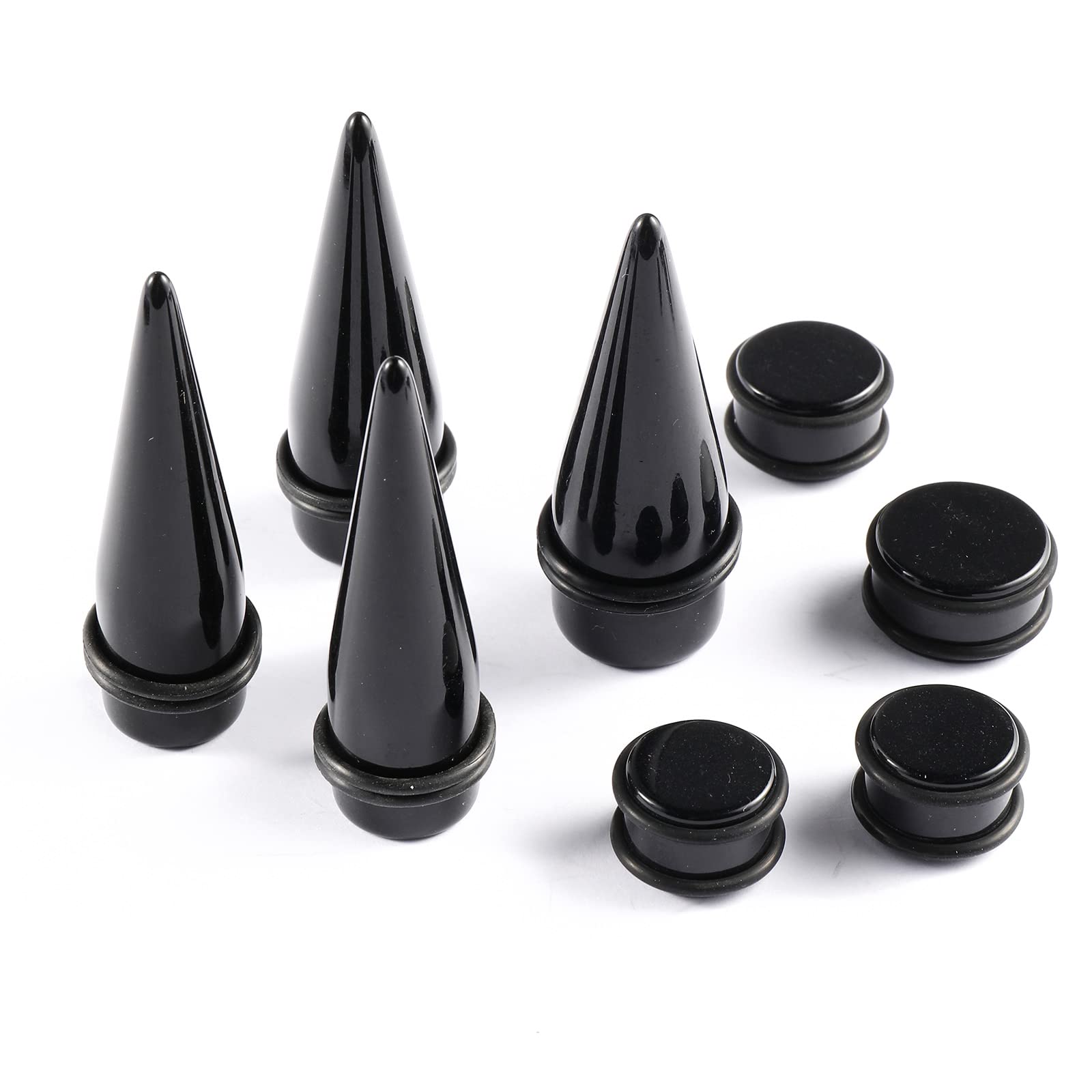 Memsion Ear Stretching Kit Gauges 24 Pieces Big Gauges 00G-20mm Ear Gauges Expander Set Acrylic Ear Tapers and Plugs Body Earring Piercing Kits Black Color