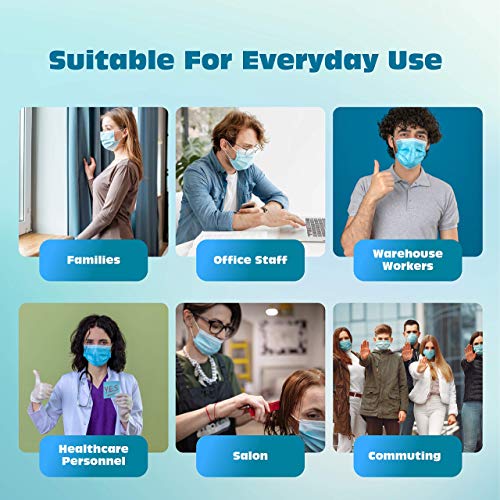Kenko 50pcs Disposable 4-Ply Face Masks Blue & 50 pcs 4-ply MEDICAL Face Masks Black, Breathable & Comfortable Filter Safety Mask, Protective