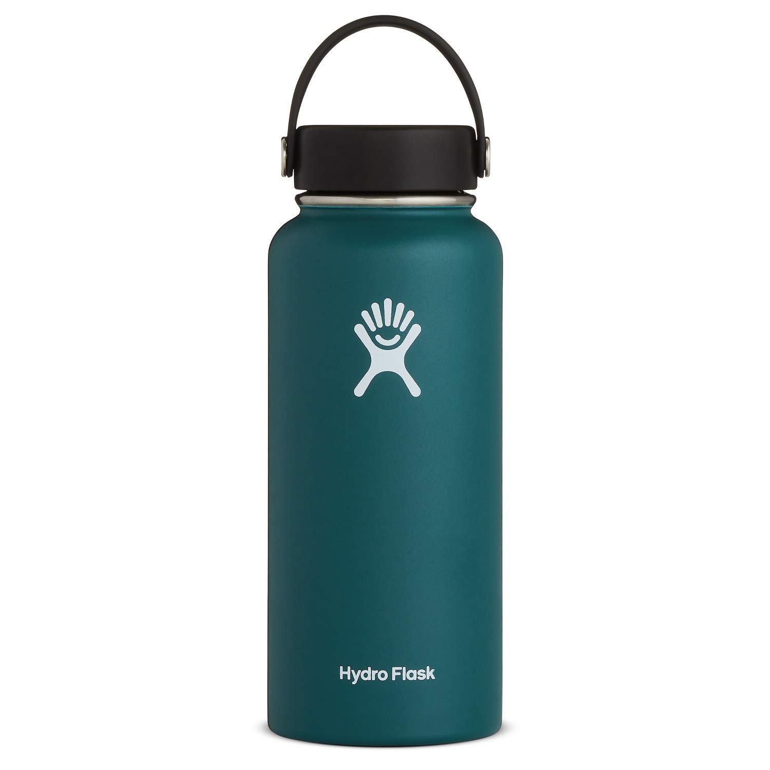 Hydro Flask Water Bottle - Stainless Steel & Vacuum Insulated - Wide Mouth with Leak Proof Flex Cap - 32 oz, Jade