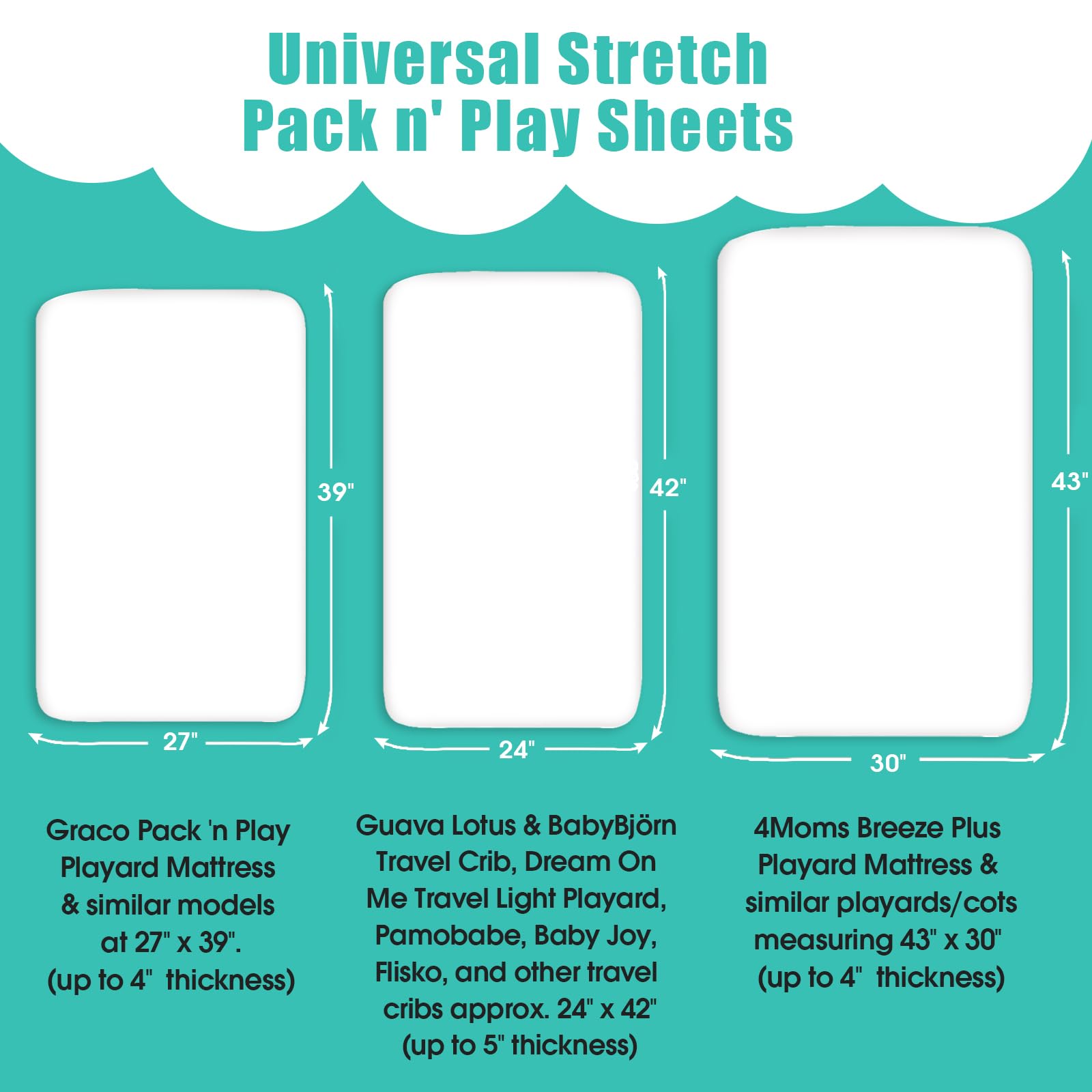 Pack n Play Stretchy Fitted Playard Sheet Set BROLEX Portable Mini Crib Sheets ,Convertible Mattress Cover ,Ultra Soft Material, 2 Pack, Duck Seabird