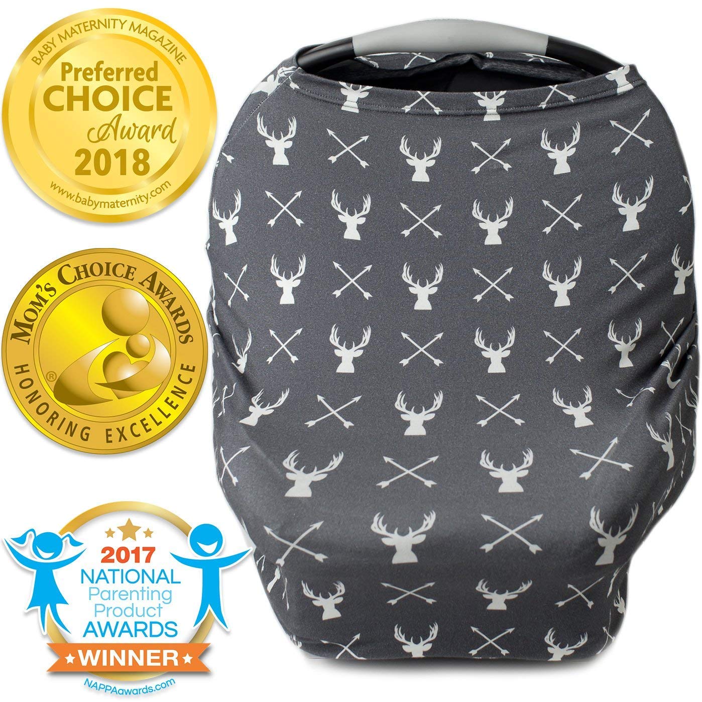 Kids N' Such Baby Blanket and Multi Use Nursing Cover, Car Seat Canopy, Shopping Cart, High Chair, and Stroller Bundle - Deer
