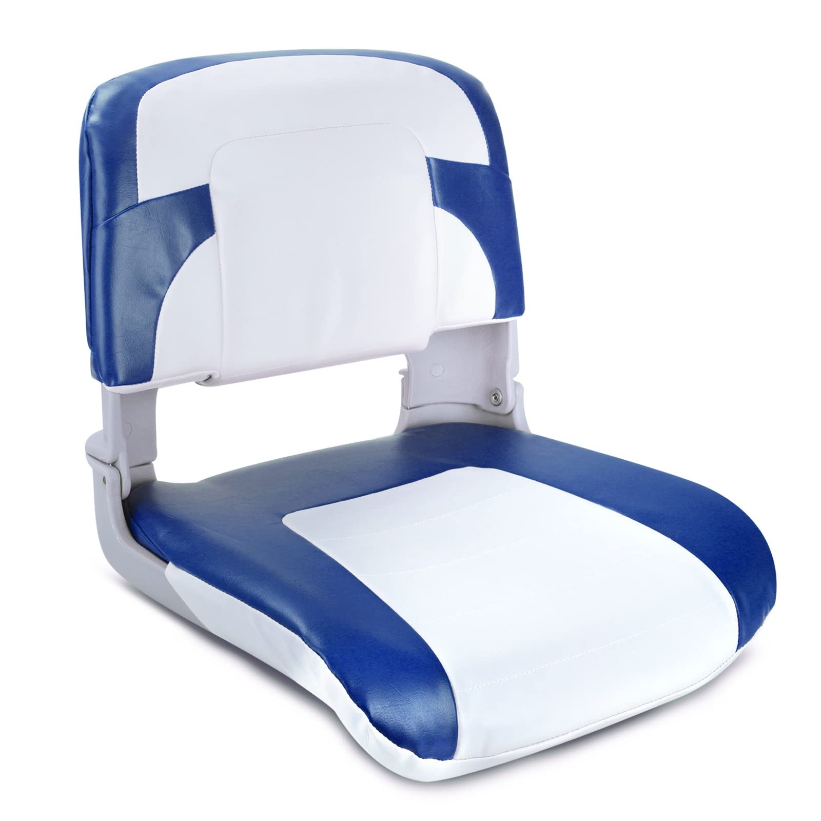 NORTHCAPTAIN Deluxe Low Back Folding Boat Seat,Stainless Steel Screws Included,White/Pacific Blue