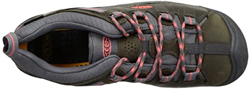 KEEN Women's Targhee 2 Low Height Waterproof Hiking Shoes, Magnet/Coral, 9 US