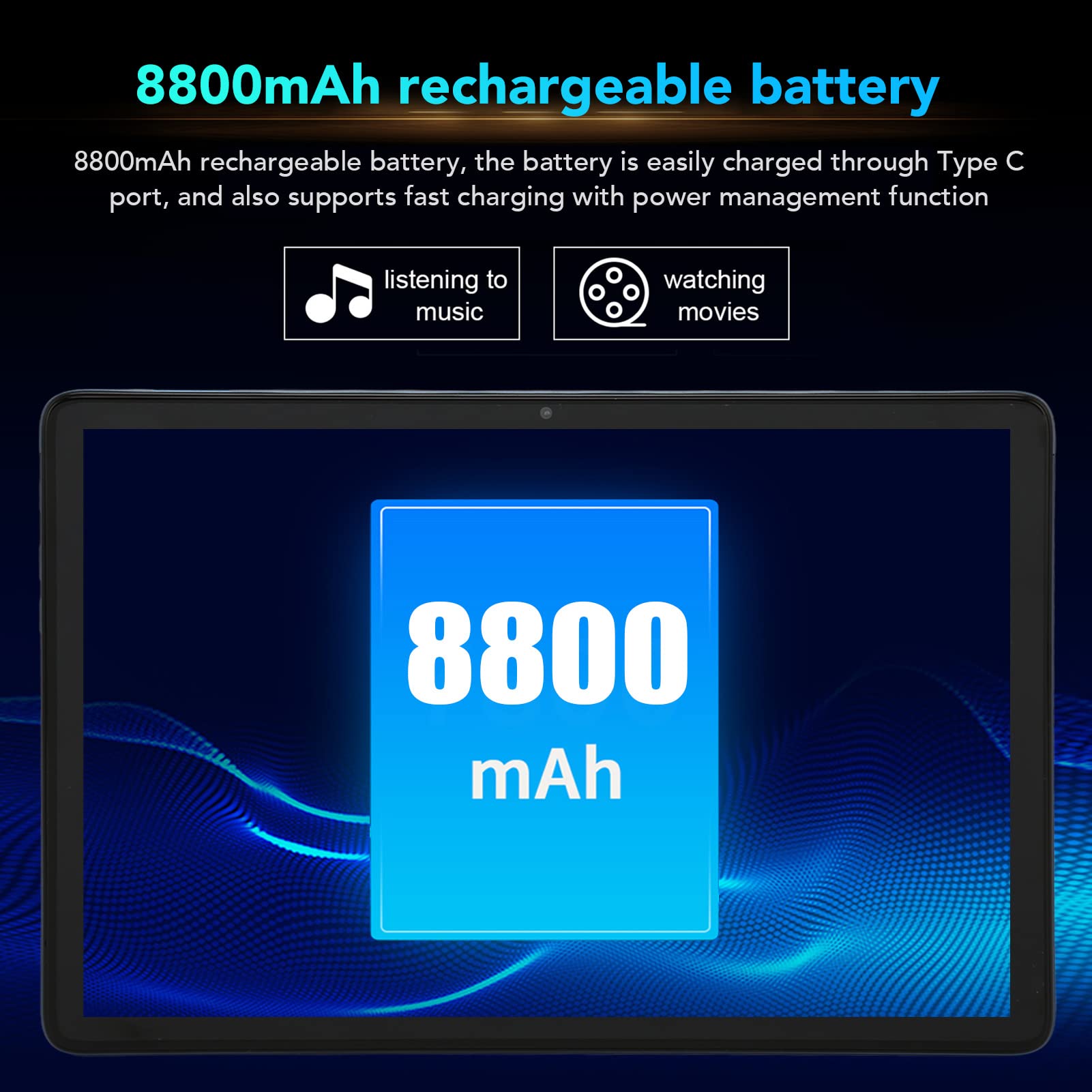 Luqeeg 10.1 Inch Tablet for Android 11-1920x1200 HD Resolution, 2.4G 5G WiFi Gaming Tablets, 8GB RAM 128GB ROM, Octa Core Processor, 5MP + 13MP Camera, 8800mAh Ultra Long Standby (Dark Blue)