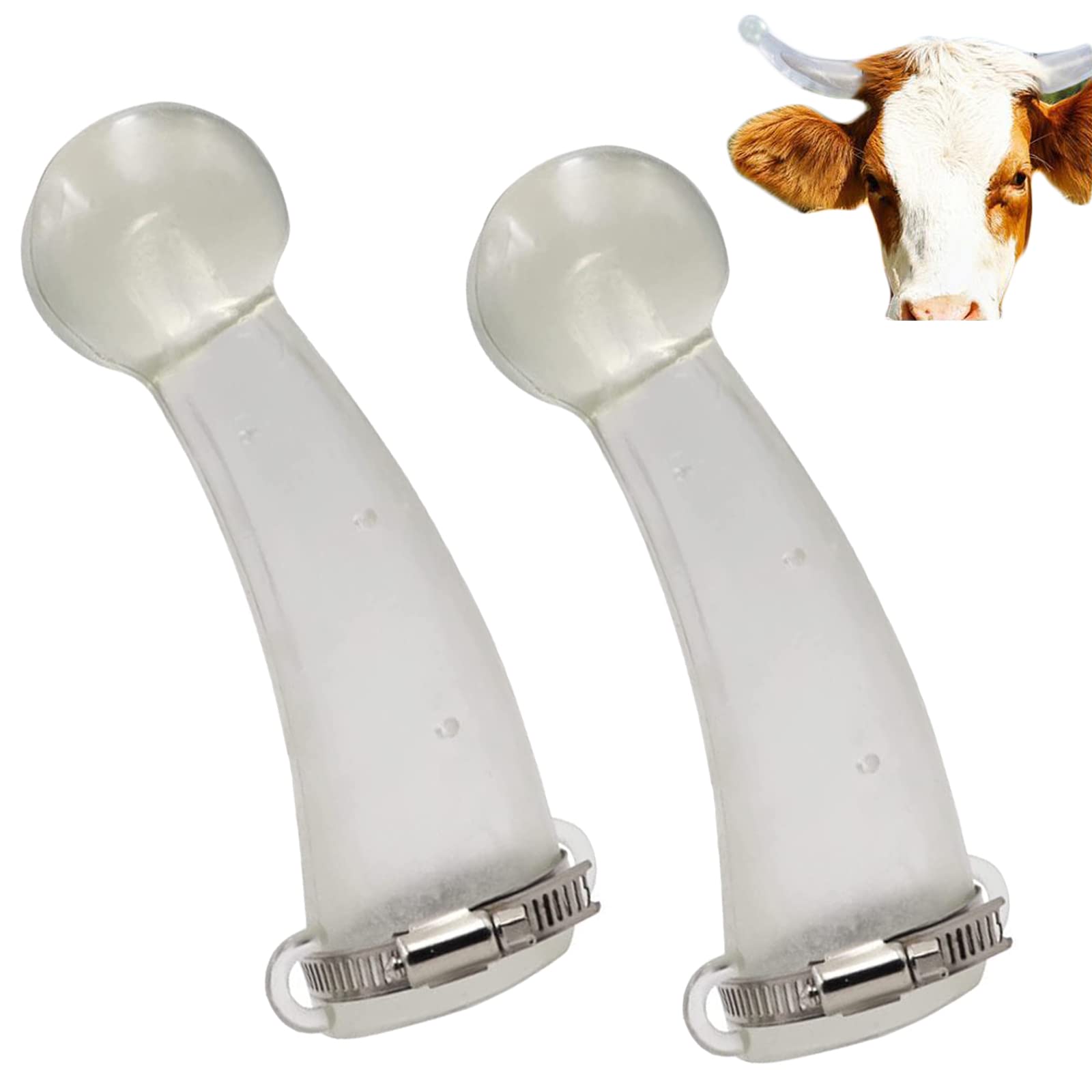 PETIT MANON 1 Pair Silicone Cow Horn Protector Calf Cattle Bull Cow Goat Horn Guards,Round Cow Horn Protector,Cow Horn Anti Fight Protective Cover with Hoop Avoid Cows Hurting Each Other