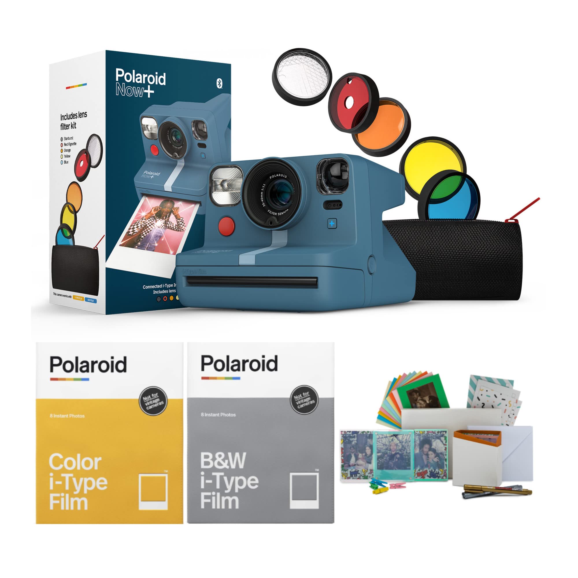 Polaroid NOW+ Instant Film Camera Bundle with Color Film, B&W Film and Storage Box (4 Items)