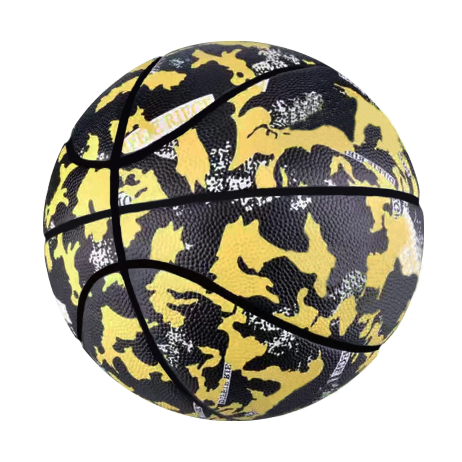 MINDCOLLISION Size 7 PU Basketball, Wear-Resistant, Good Grip, Birthday Gift for Kids. Suitable for Indoor and Outdoor Use. (11 Colors),Black Yellow