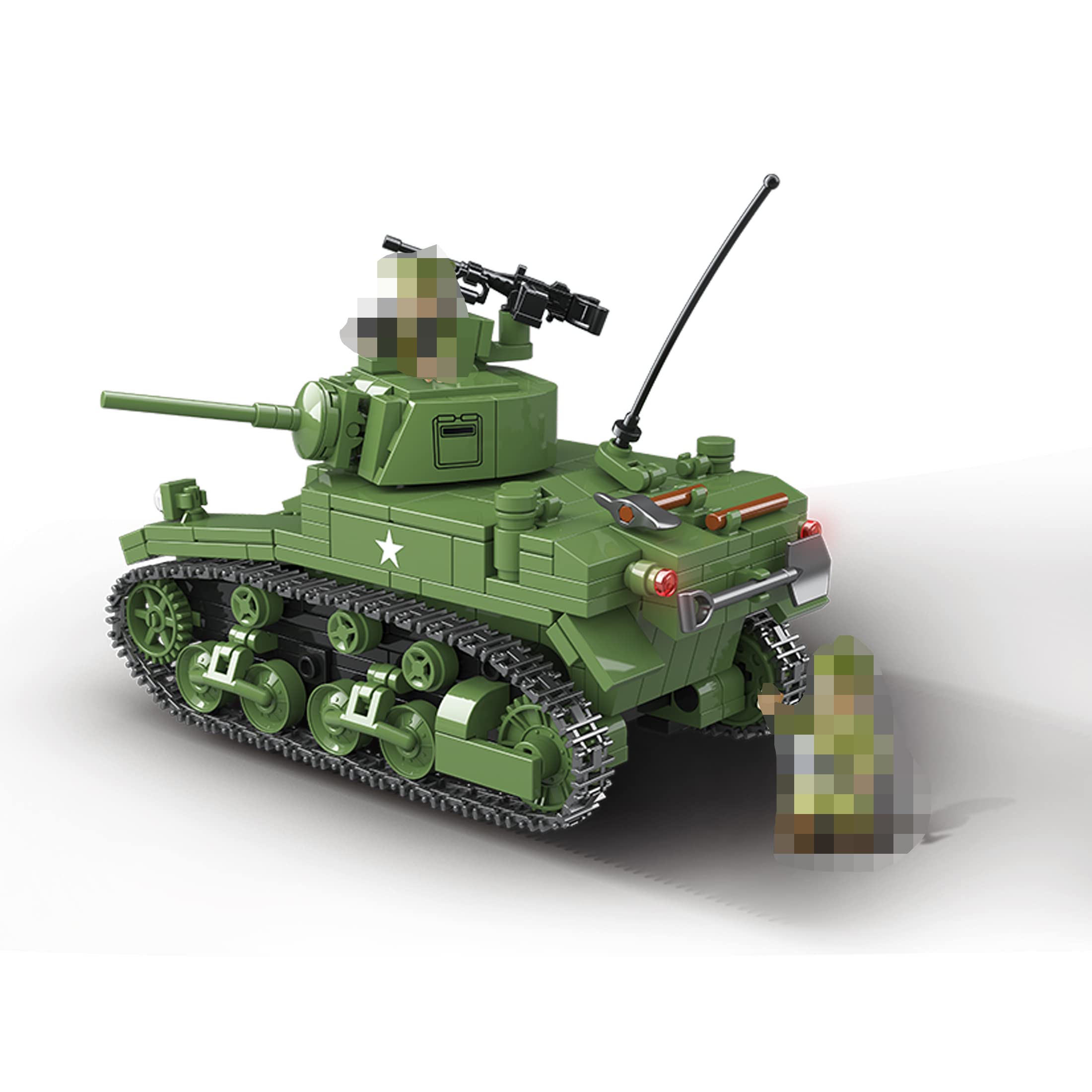 NOSTEA Technics M3A1 Tank Building Bricks, with Weapons and Solidiers, 601 pcs, WW2 Military Tank Toy Compatible with Lego