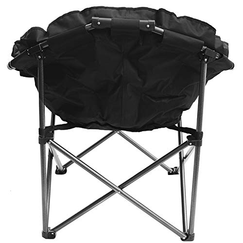 KHORE Sofa Chair Oversized Heavy Duty Steel Folding Camping Moon Saucer Chair with Carry Bag for Hiking, Camping (Black)