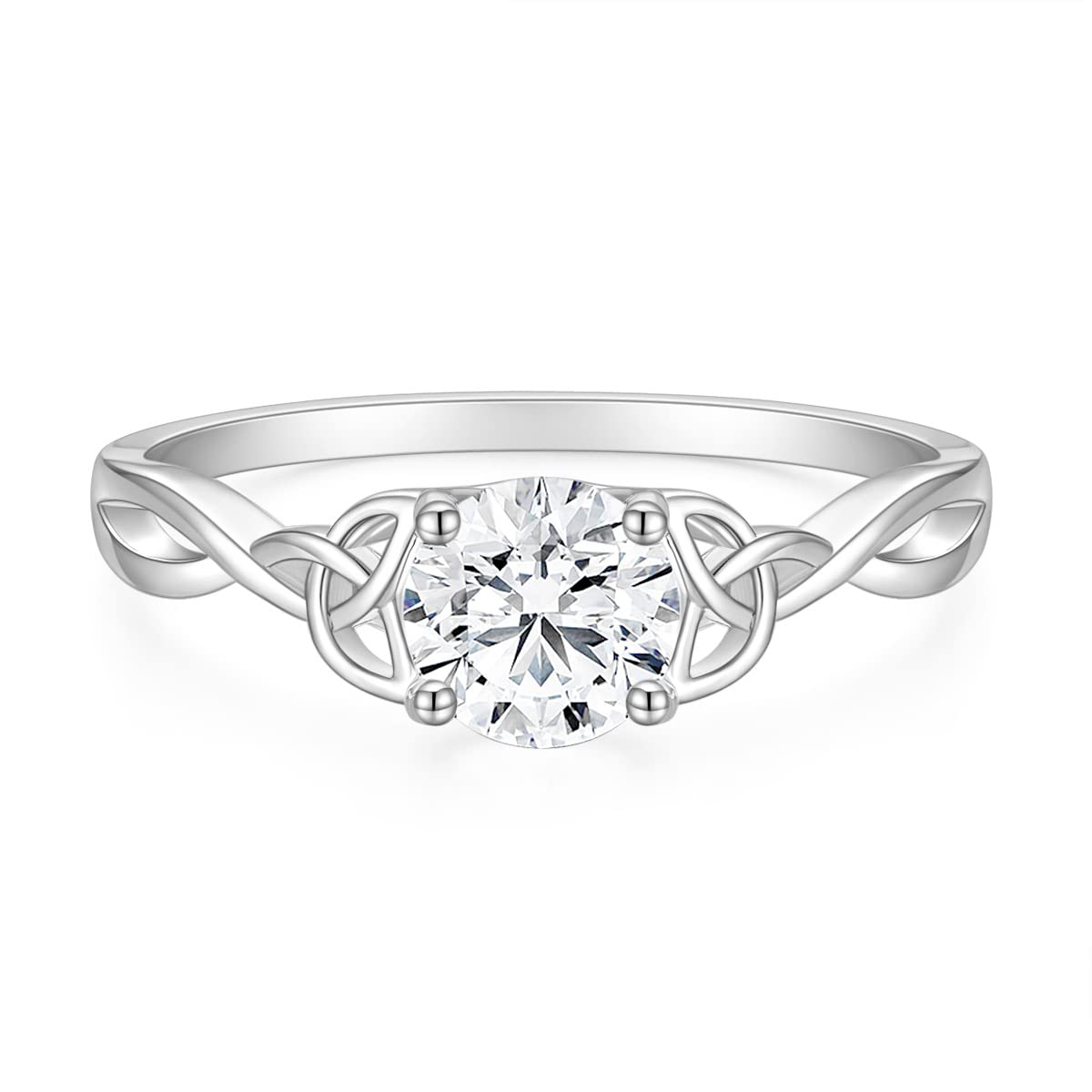 Mameloly 1.5CT Engagement Rings for Women Round Cut Cubic Zirconia Wedding Band Twisting Infinity Promise Rings for Her Size 4