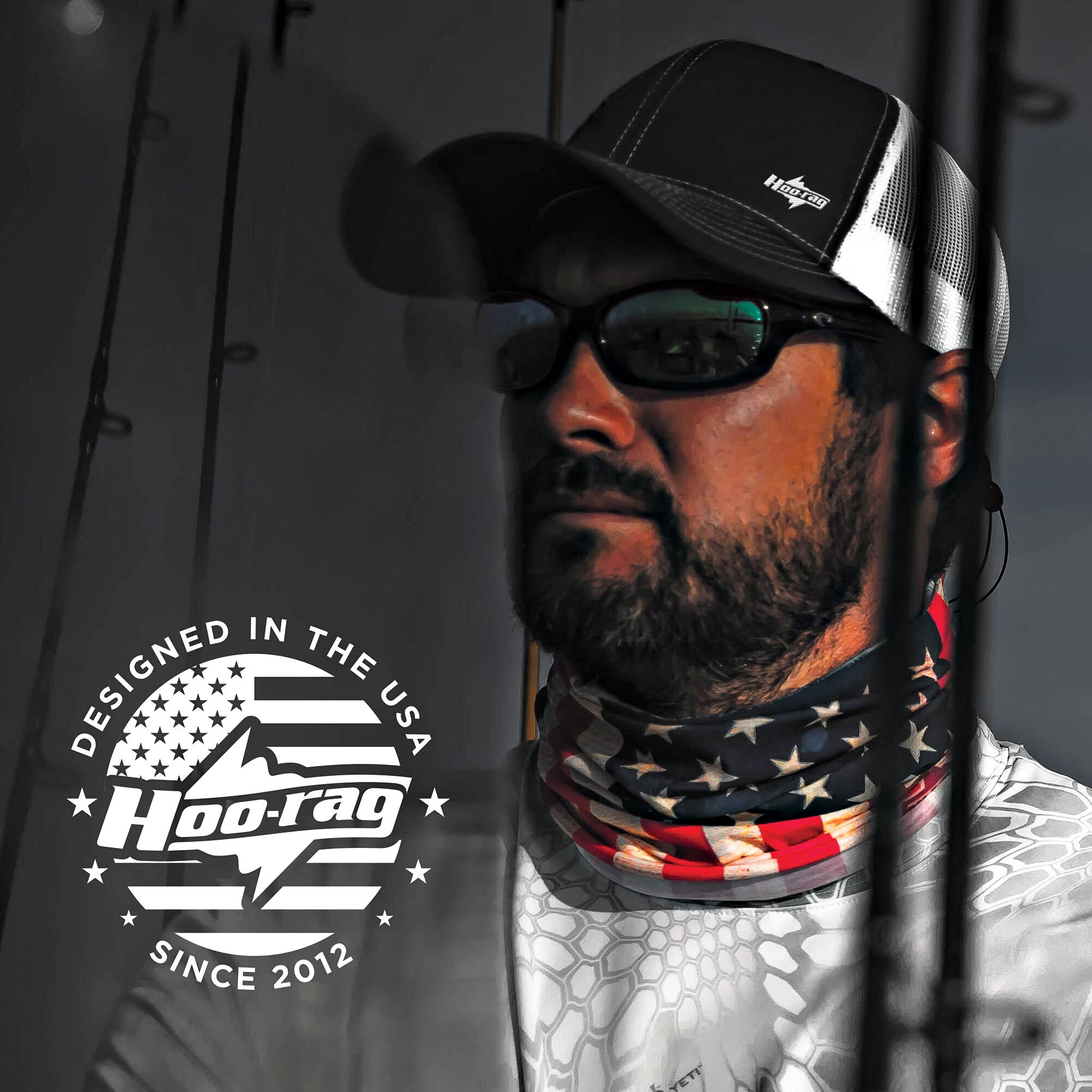Hoo-Rag - High Performance 100% Moisture Wicking Polyester Microfiber Multi-Functional Face Mask & Neck Cover - UPF 30 - One Size Fits Most - Rasta Stripe