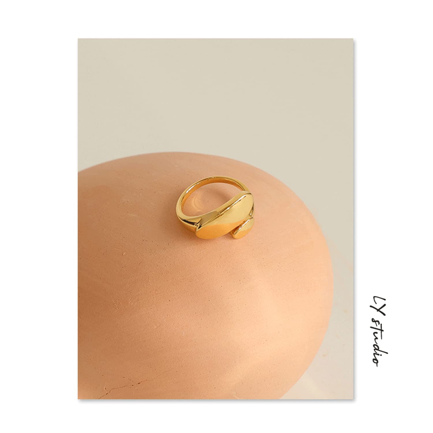 NORLSO Chunky Dome Ring for Women Minimalist Statement Rings Adjustable Irregular Ring Stack Open Rings for Women Teen Girls Gifts (Gold)