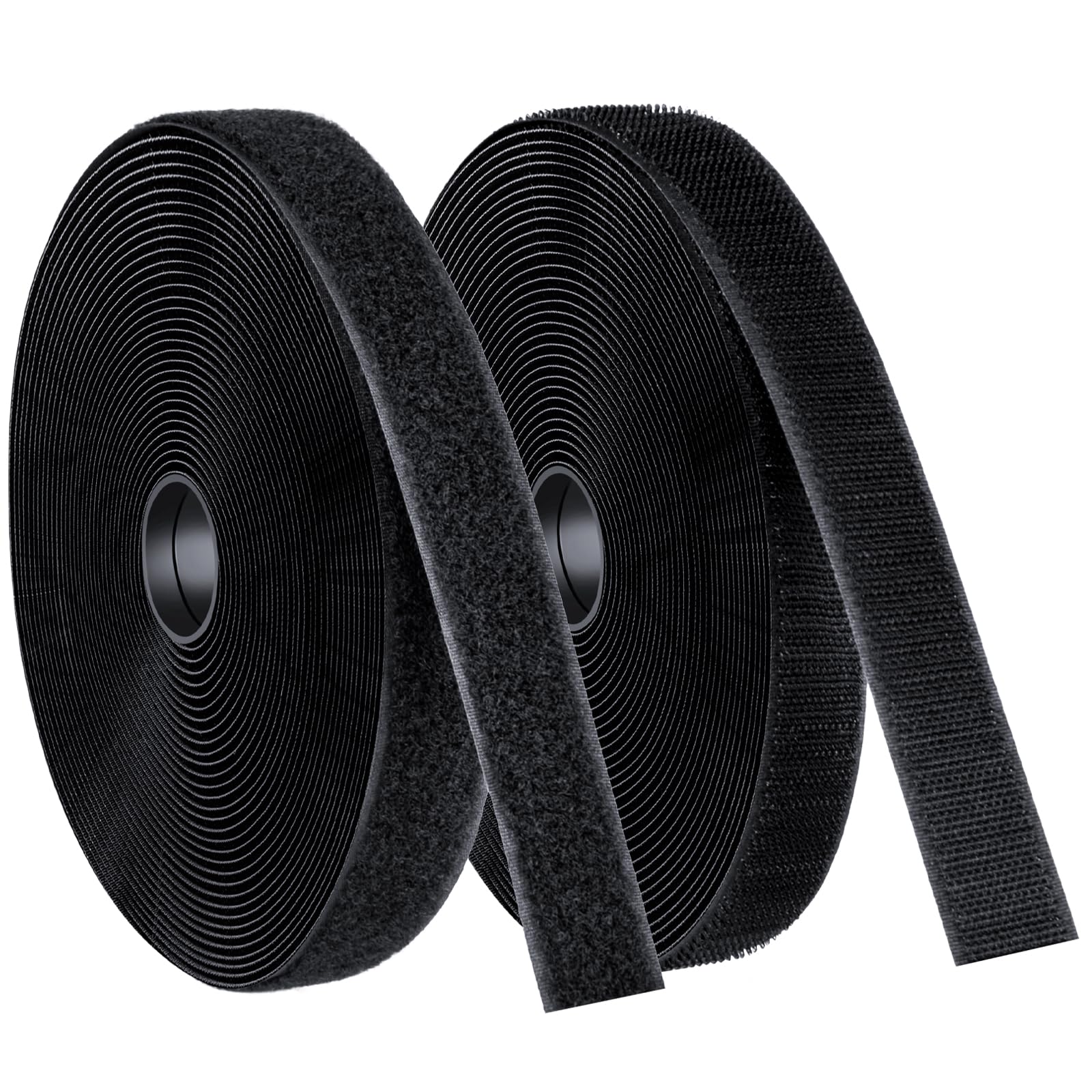 Hook and Loop Strips Fastening Nylon Fabric Tape 1Inchx33Ft Non-Adhesive Strips Black Interlocking Tape for Sewing Crafts and DIY Projects