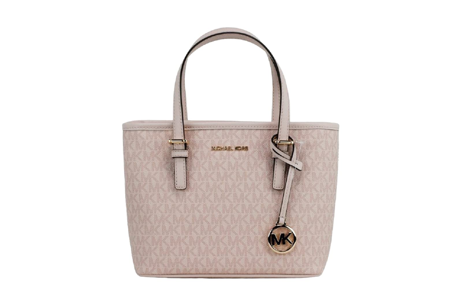 MICHAEL KORS Jet Set Travel Extra Small Top Zip Tote Bag Crossbody Strap (DK Powder Blush)
