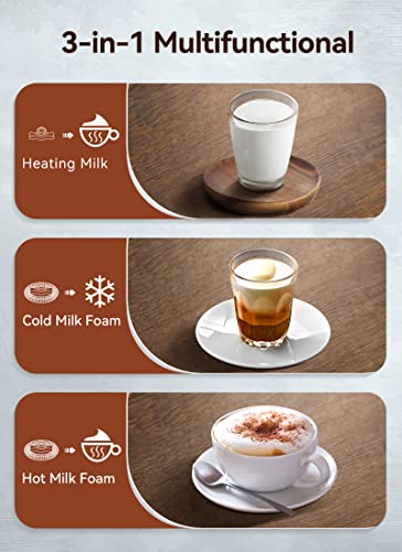 Milk Frother, Thereye Electric Milk Steamer, Automatic Hot and Cold Foam Maker and Milk Warmer for Latte, Cappuccinos, Macchiato, Hot Chocolate Coffee