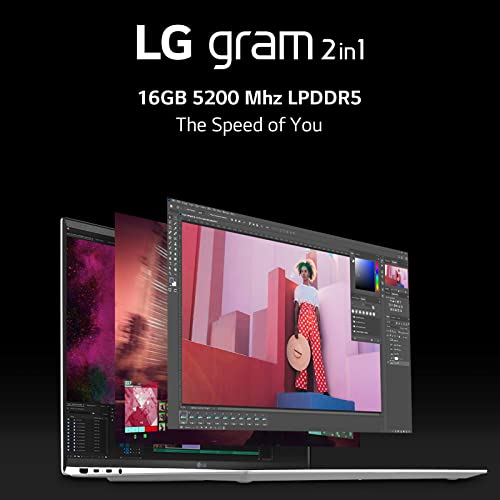 LG gram (2022) Laptop 14T90Q 2-in-1 14" Touchscreen, Intel Evo 12th Gen Core i5, 16GB RAM, 512GB SSD, Windows 11, Black (Renewed)