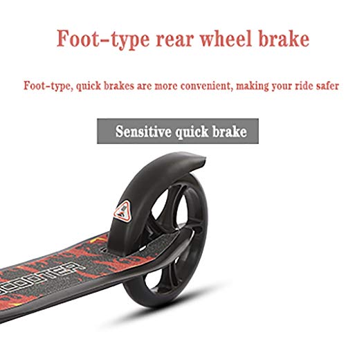Kick Scooter, Black Big Wheel Scooter, Youth Adult Scooter Foot Brake, Foldable Commuter Scooter, Load 150KG (Non-Electric)