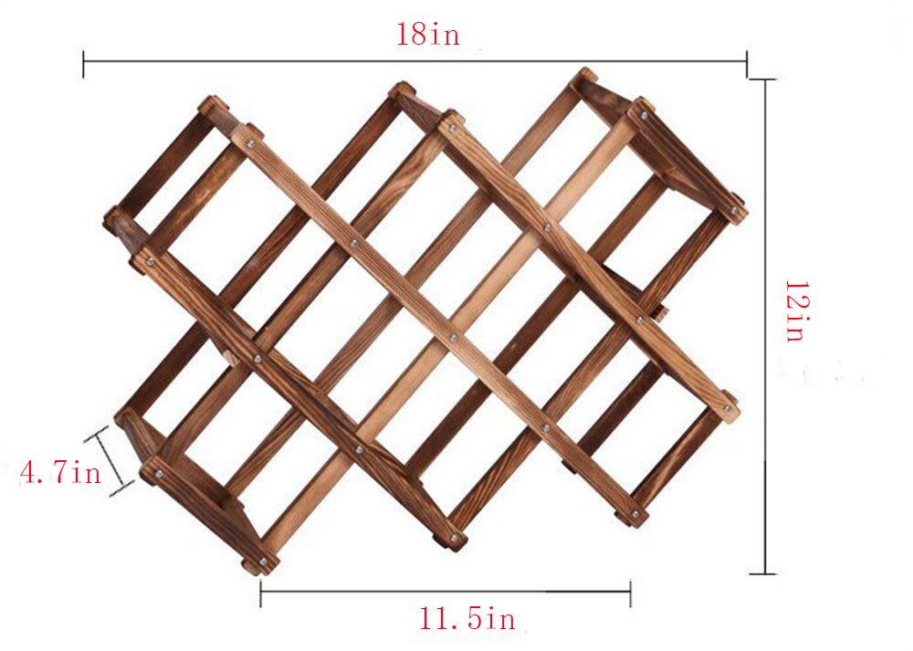 LI-GELISI Foldable Wood Wine Rack Wine Holder Storage Display Stand Wood 10-Bottle Wine Rack (Fire Color)