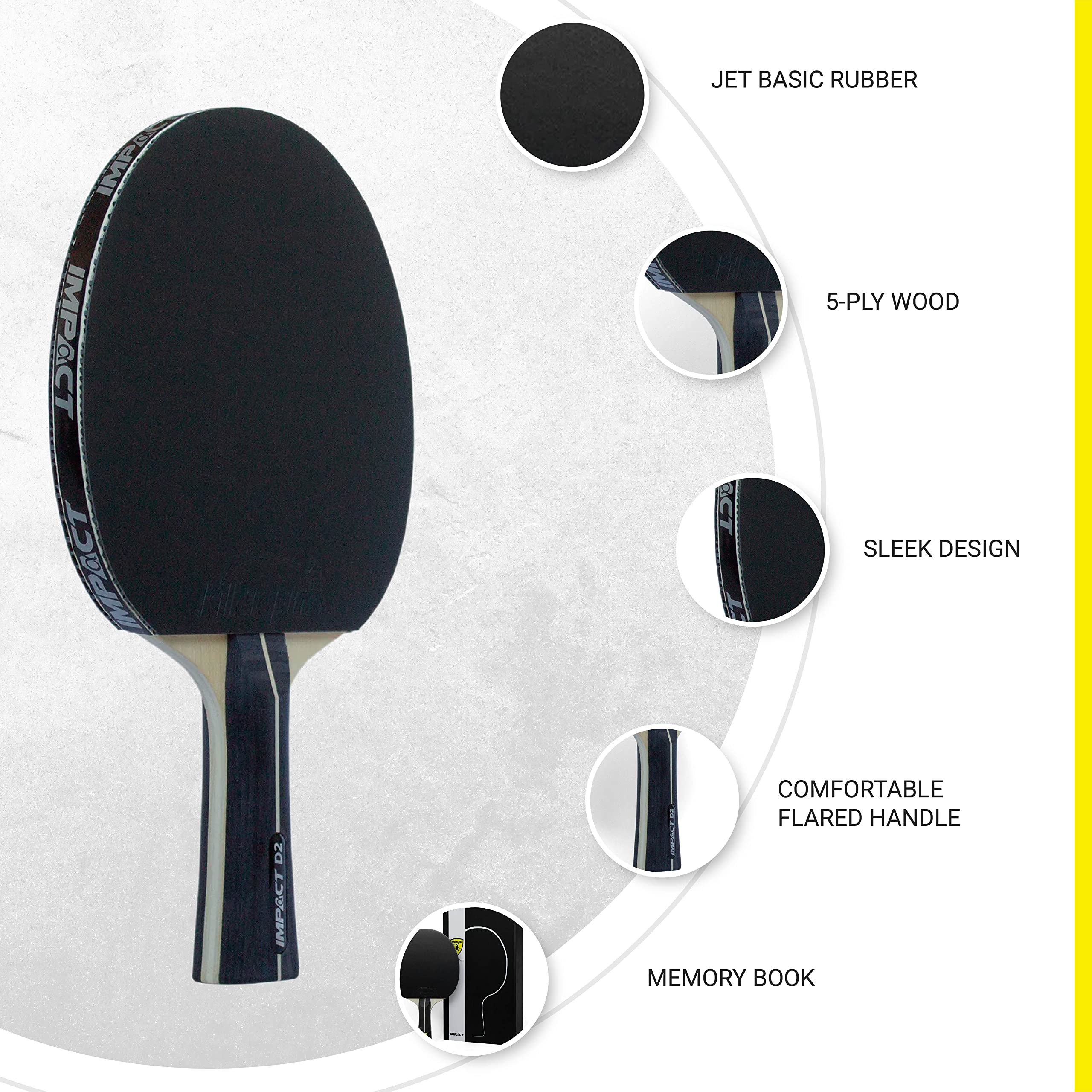 Killerspin Impact D2, Table Tennis Paddles, Table Tennis Racket, Ping Pong Paddle Case, Table Tennis Equipment for Beginners/Intermediates, 5-ply Wood