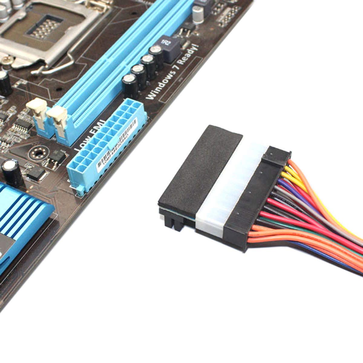 JSER ATX 24Pin Female to 24pin Male 90 Degree Power Adapter Compatible for Mainboard Motherboard Desktops PC Supply