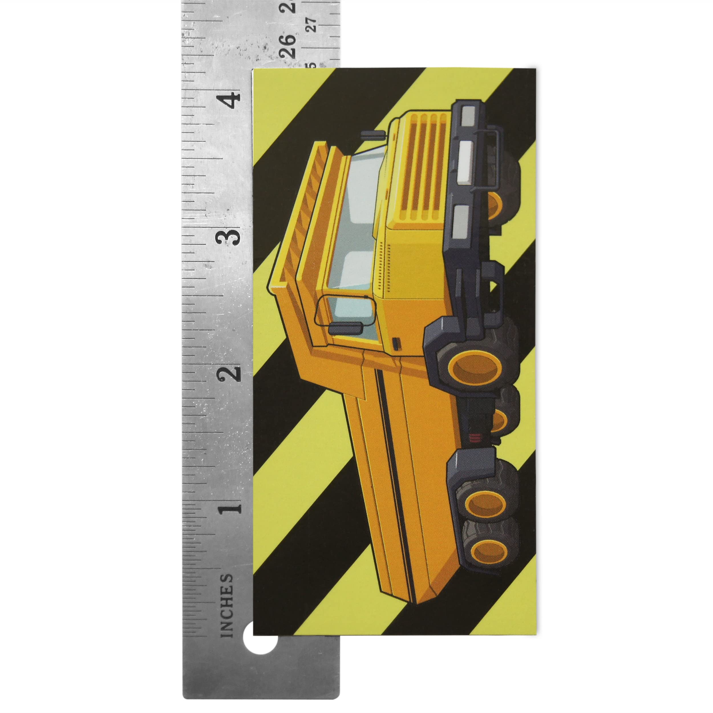 Novel Merk Construction Themed Small Rectangle Magnets Set Party Favors in Classic Dump Truck, Digger, Bulldozer, & Cement Truck Designs (12)