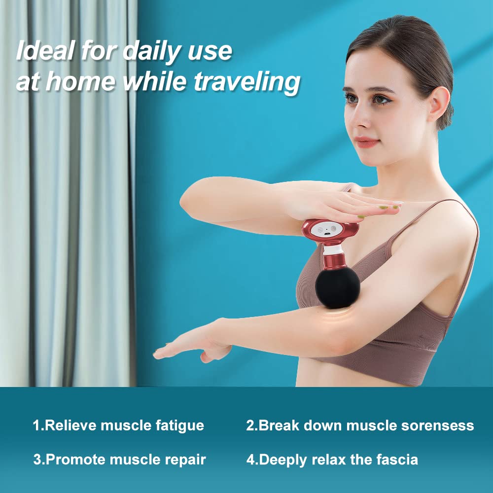 Mini Muscle Massage Gun, Powerful 6 Speed Vibration Modes Handheld Massager Wand for Back, Shoulder, Neck and Body Pain Deep Tissue Massage Gun, Professionally Relieve Athletes Pain