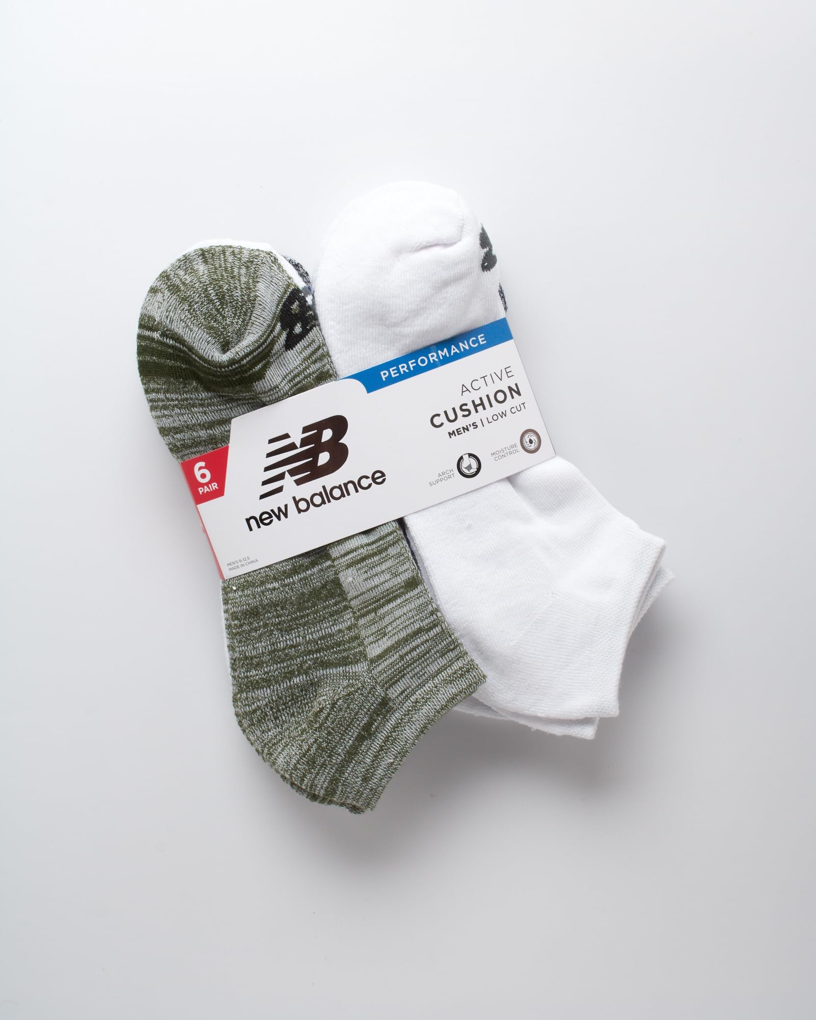 New Balance Men's Low Cut Basic 6-Pack Socks, Size 6-12.5, Black/White Old