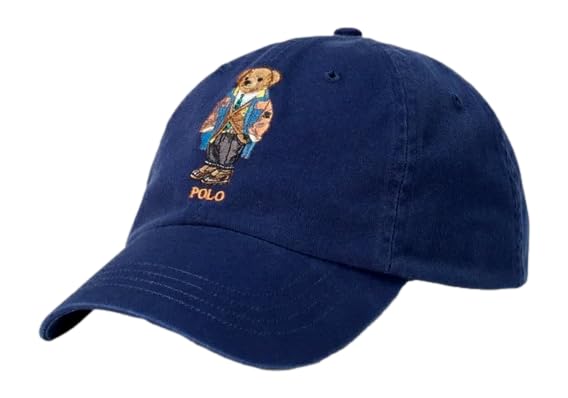 POLO RALPH LAUREN Men's Polo Bear Chino Baseball Cap Hat (Varsity Bear,Nvay, One Size