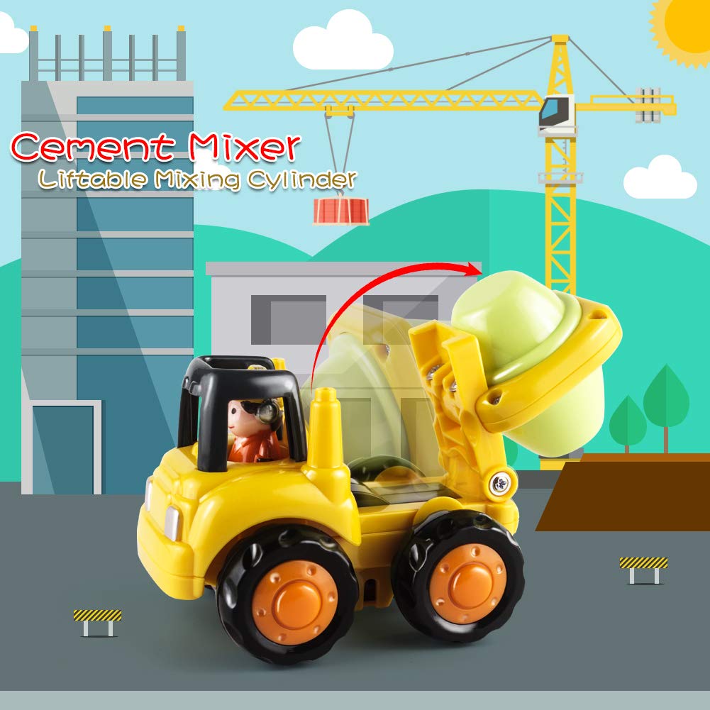 Kidpal Car Toys for 1 2 3 Year Old Boy & Girl, 4 Sets Tractor Toddler Car Toy (B)