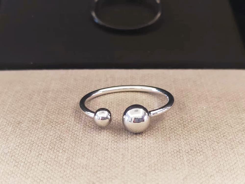 Minimalist Double Ball Bead Ring for Women Statement Expandable Open Rings Comfort Fit Fashion Lucky Christmas Birthday Jewelry