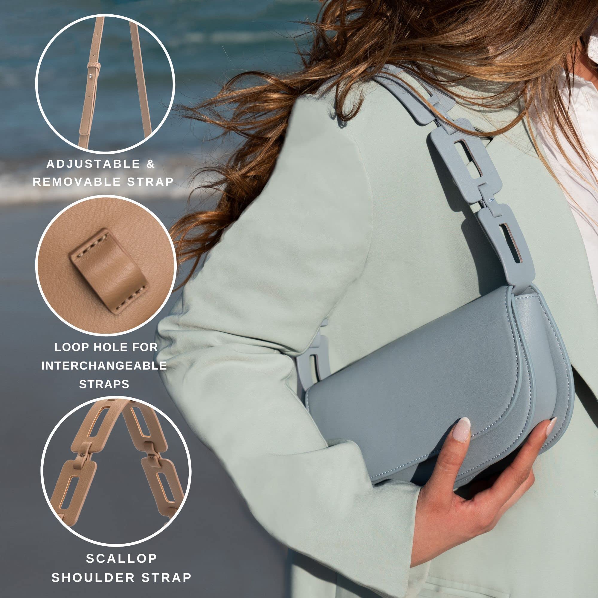 Melie Bianco Inez Bag - Luxury Vegan Leather Purse - Convertible Vegan Designer Purse - Shoulder & Crossbody Straps