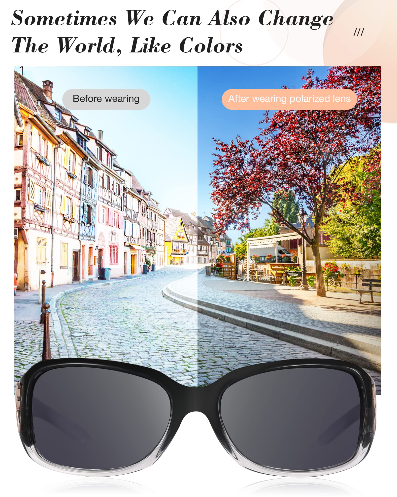 LVIOE Polarized Sunglasses for Women, Fashion Butterfly Decoration Driving Fishing-99.99% UV Protection
