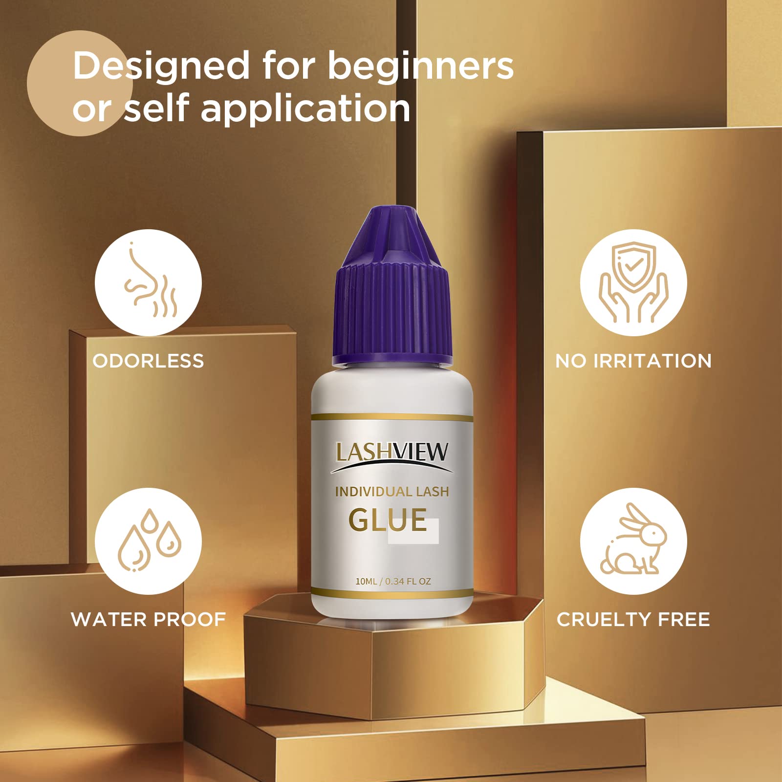 LASHVIEW Individual Lash Glue,DIY Lash Extension Glue,Black Eyelash Glue Adhesive for Individual Cluster Lashes,10ML