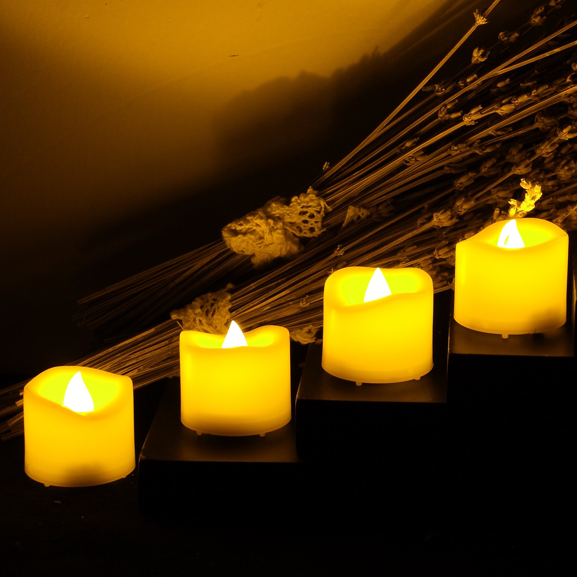 iZAN 6-Pack Flameless Battery Operated LED Tealight Candles with Remote Waved-top Flickering Electric Decorative Tea Lights for Christmas Home Party Wedding Decorations1.5βx1.5β Batteries Included