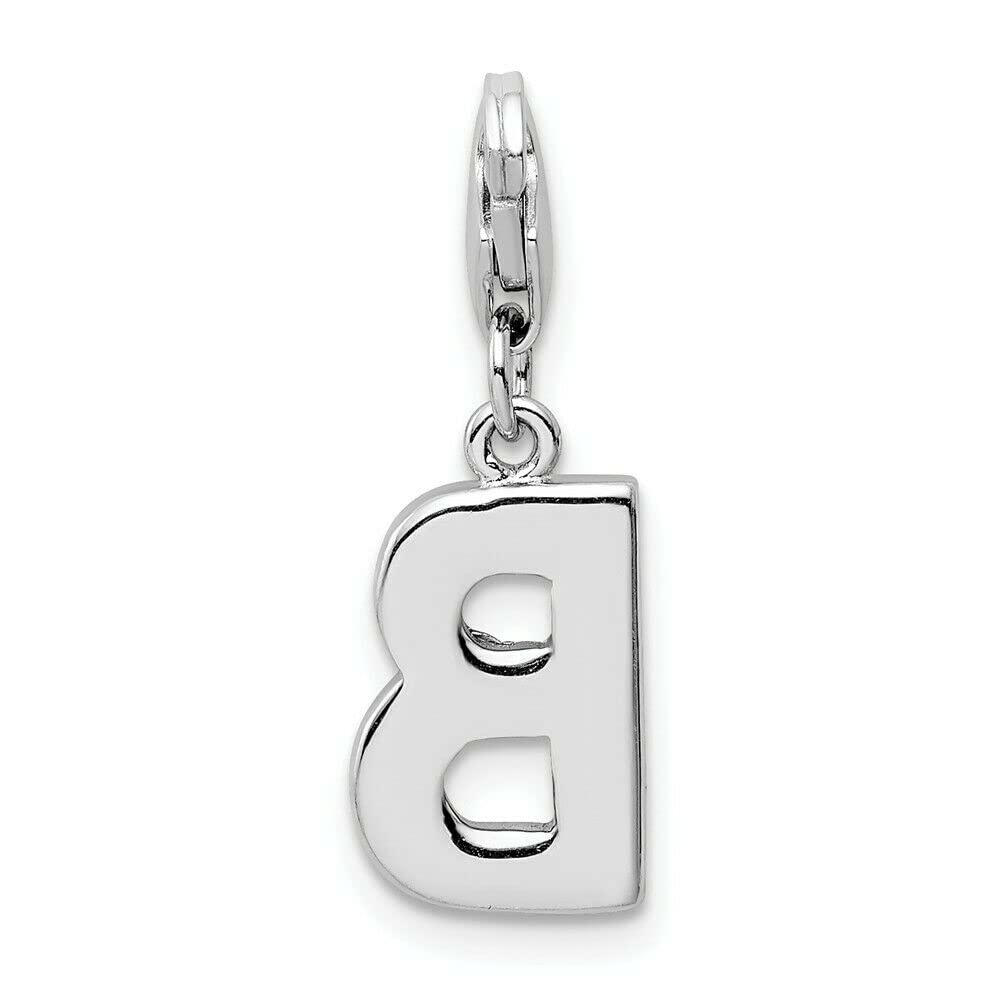 New CZ Initial Letter B Charm .925 Sterling Silver Solid Click On Charm AC0758ES
